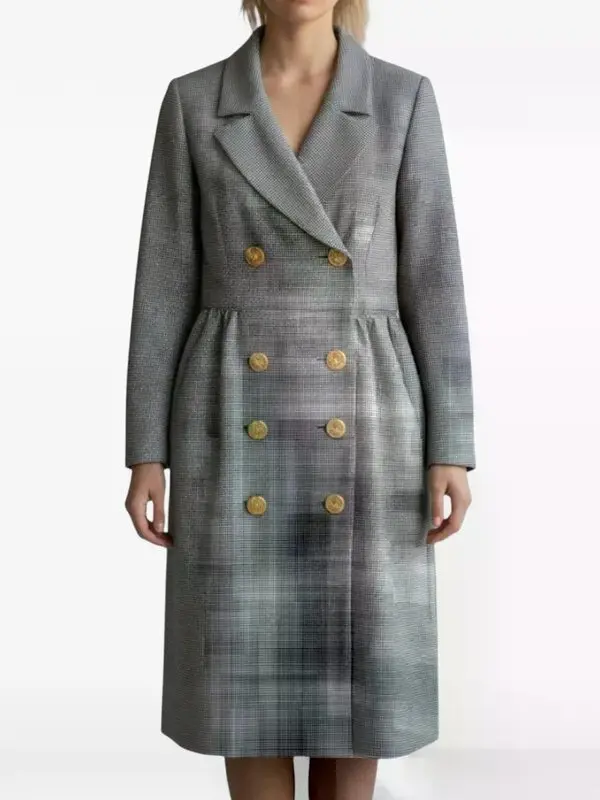 Saint Laurent 1990s Houndstooth Double-breasted Dress - Black