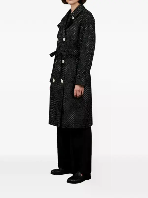Saint Laurent 1991 Dot-print Belted Trench Coat - Black