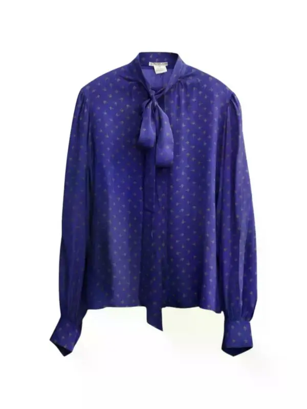 Saint Laurent 1970s Floral-print Lavalliere Blouse - Blue