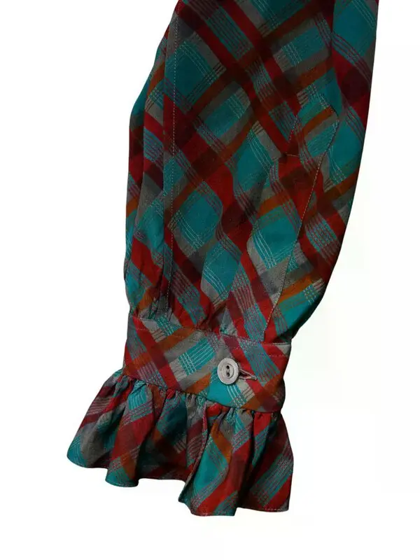 Saint Laurent 1980s Checked Silk Blouse