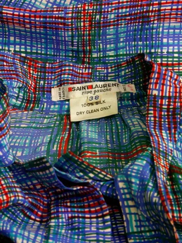 Saint Laurent 1980s Check Lavalliere Blouse