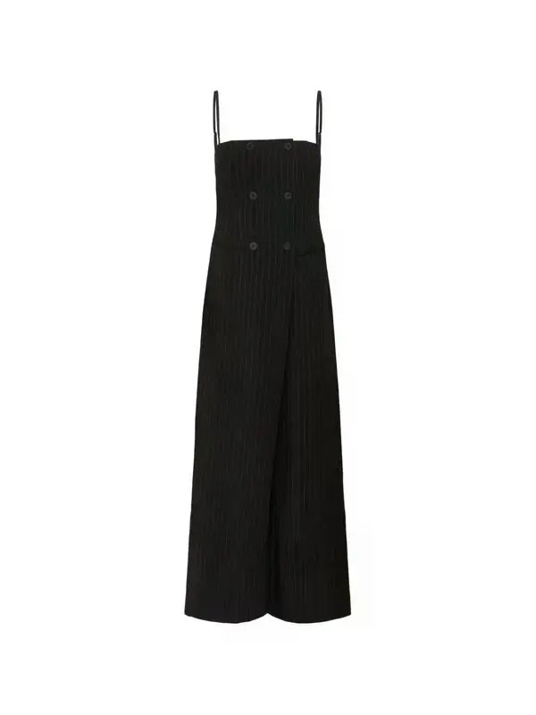 GESTUZ Gzjoelle Pinstripe Double-breasted Jumpsuit - Black