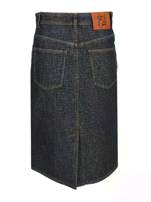 Fendi Ff Denim A-line Skirt