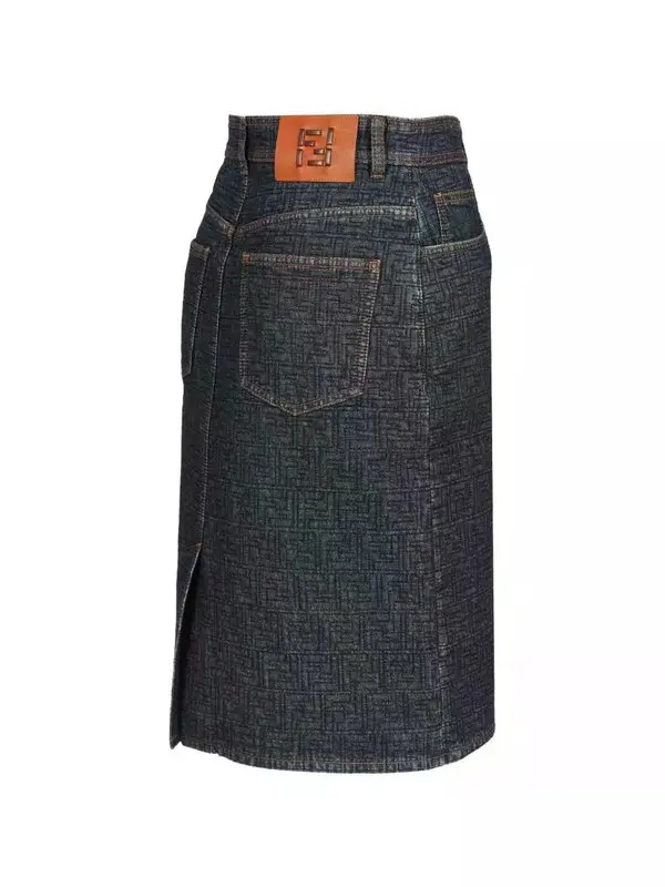 Fendi Ff Denim A-line Skirt