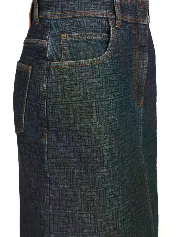 Fendi Ff Denim A-line Skirt