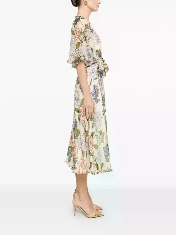 NISSA Floral Print Silk Dress