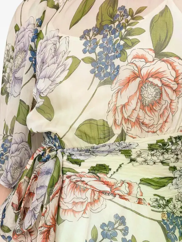 NISSA Floral Print Silk Dress