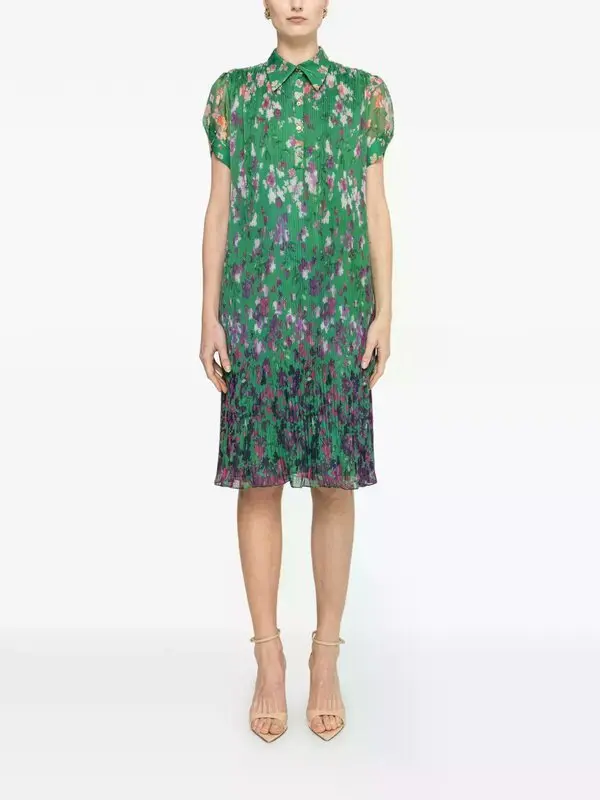 NISSA Floral Print Pleated Midi Dress