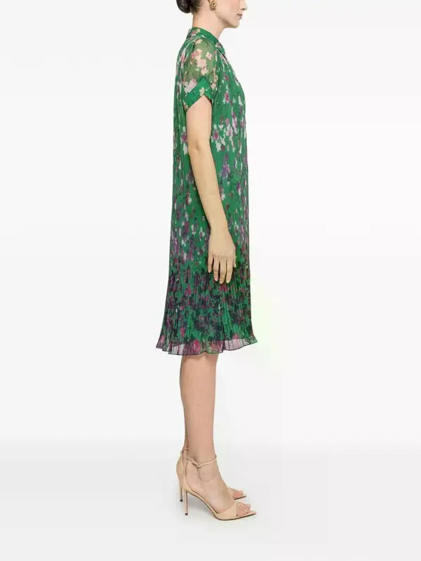 NISSA Floral Print Pleated Midi Dress