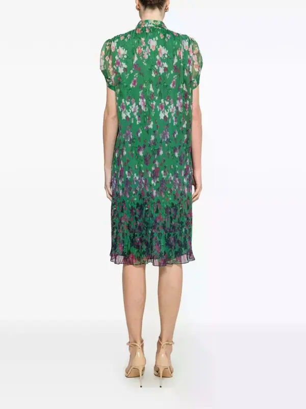 NISSA Floral Print Pleated Midi Dress