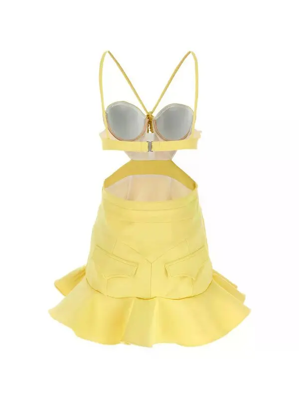 Rabanne Cut-out Flounce-hem Mini Dress - Yellow