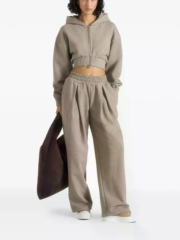 Manière De Voir Cropped Zip Hoodie With Exaggerated Hood - Neutrals