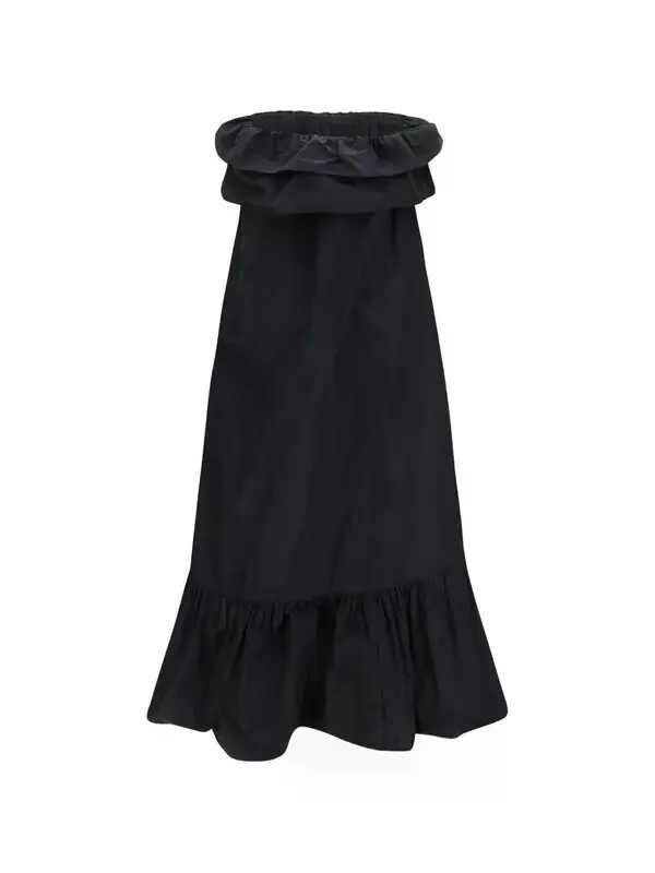Saint Laurent Ruched Bodice Technical Canvas Maxi Dress