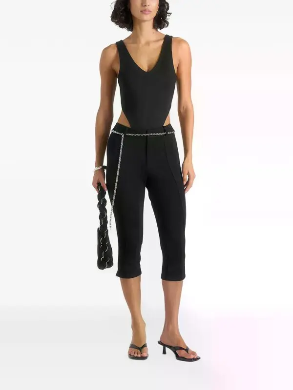 Manière De Voir Capri Leggings With Chain Detail - Black