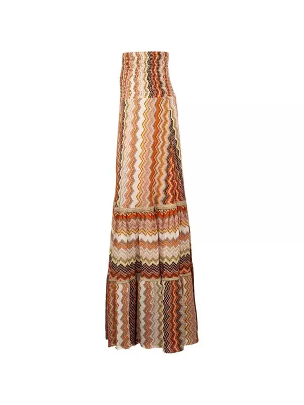 Pho Firenze Zigzag Pattern Tiered Maxi Skirt