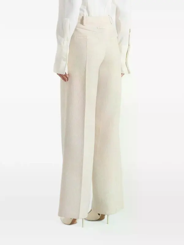 Manière De Voir Green Wrap Tailored Trousers With Gold Hardware - Neutrals
