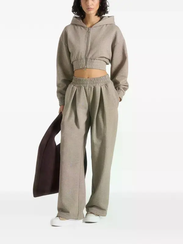 Manière De Voir Manier De Voir Taupe High-rise Wide-leg Pleated Joggers - Neutrals