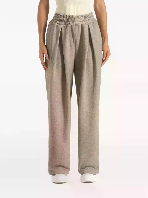 Manière De Voir Manier De Voir Taupe High-rise Wide-leg Pleated Joggers - Neutrals