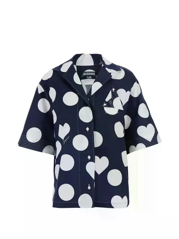 Jacquemus Polka-dot Heart Print Shirt - Blue