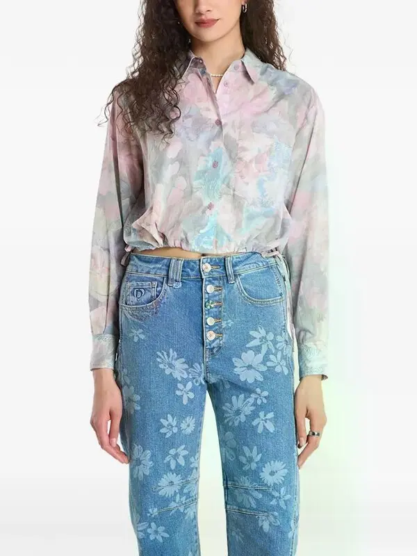 Desigual Cropped Floral-print Shirt