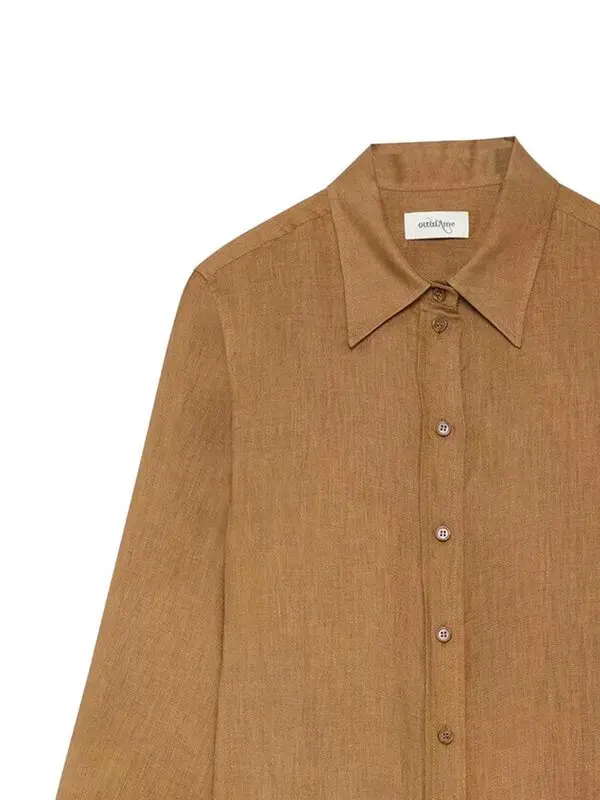OTTOD'AME Long Sleeve Button-down Shirt - Brown