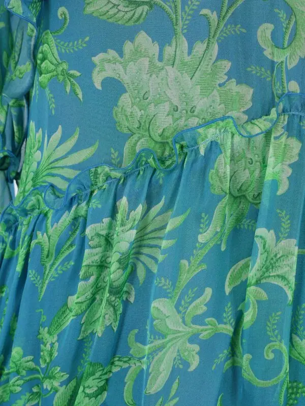 Etro Printed Ruffled Maxi Dress - Blue