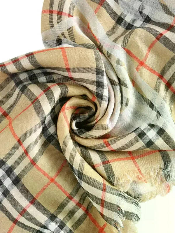 Burberry Checked Frayed Scarf