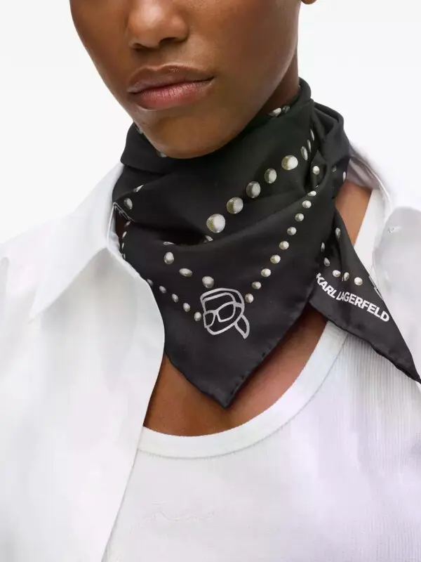 Karl Lagerfeld Ikonik Pearl-print Silk Scarf