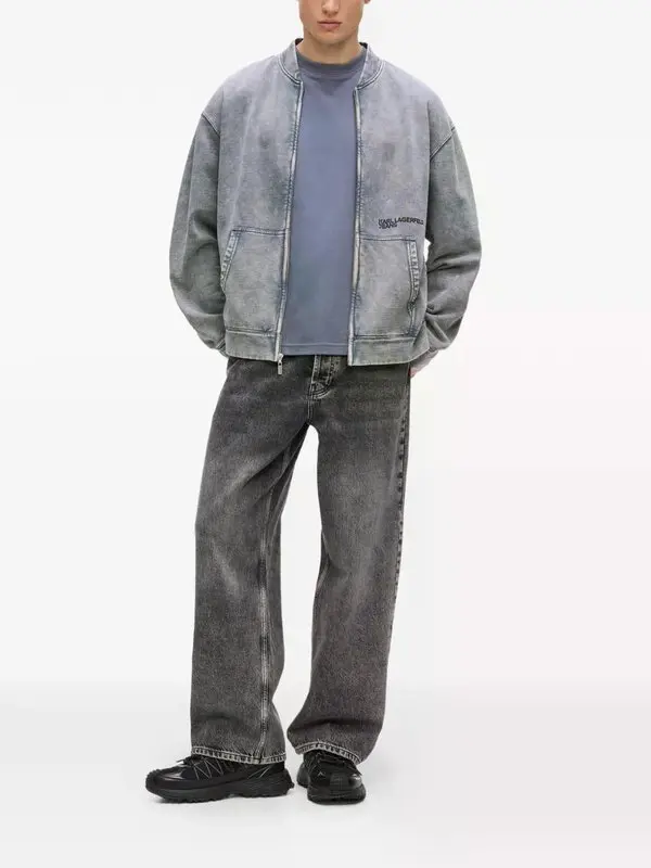 Karl Lagerfeld Washed Finish Zip-fastening Jacket