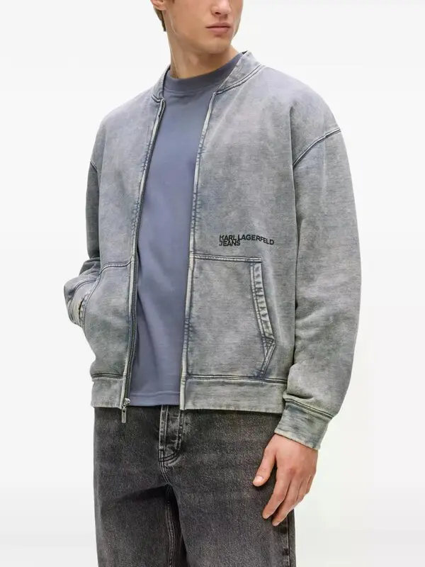Karl Lagerfeld Washed Finish Zip-fastening Jacket