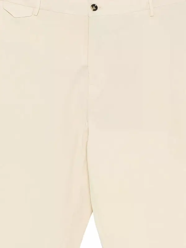 DELL'OGLIO Cream Beige Belt Loops Front Button Trousers