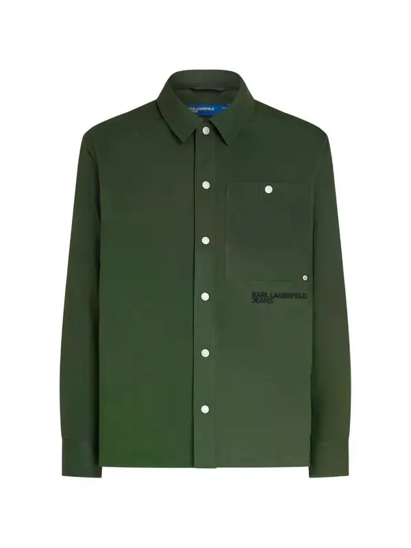 Karl Lagerfeld Logo-embroidered Cotton Overshirt - Green