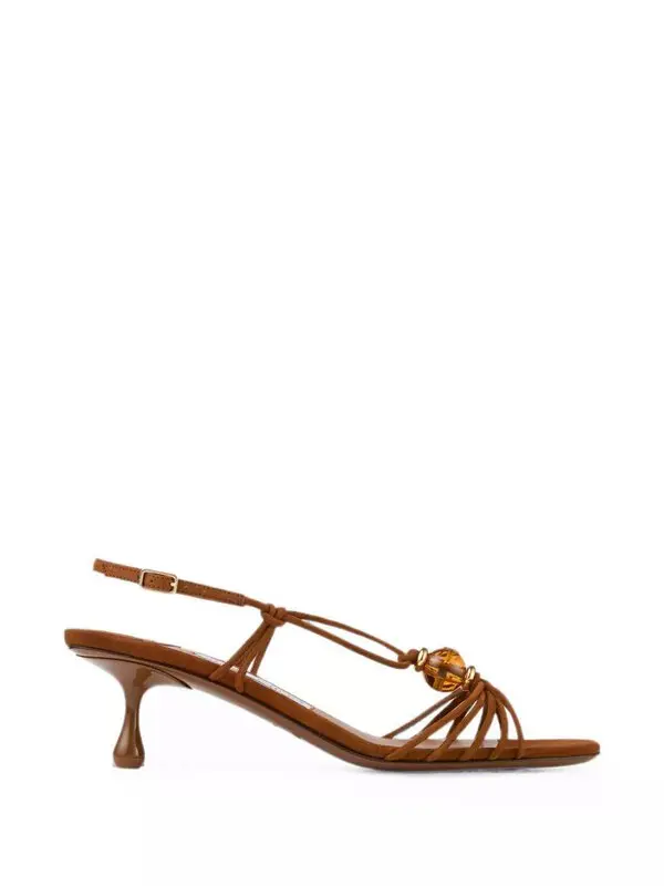 JIMMY CHOO Lova 50 Tan Mix Suede Sandals With Beads - Brown