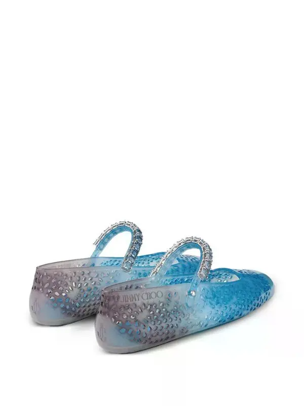 JIMMY CHOO Jelly Ballet Flats With Crystal Embellishment - Blue