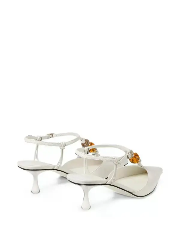 JIMMY CHOO Lauri 50 Nappa Leather Slingback Pumps With Resin Beads - White