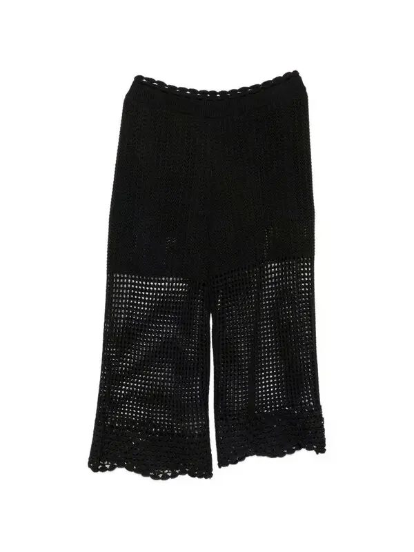 IRO PARIS Crochet-knit Scalloped-hem Trousers - Black