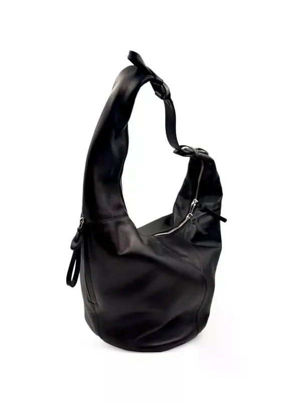 BONASTRE Bow Curved-zip Shoulder Bag - Black