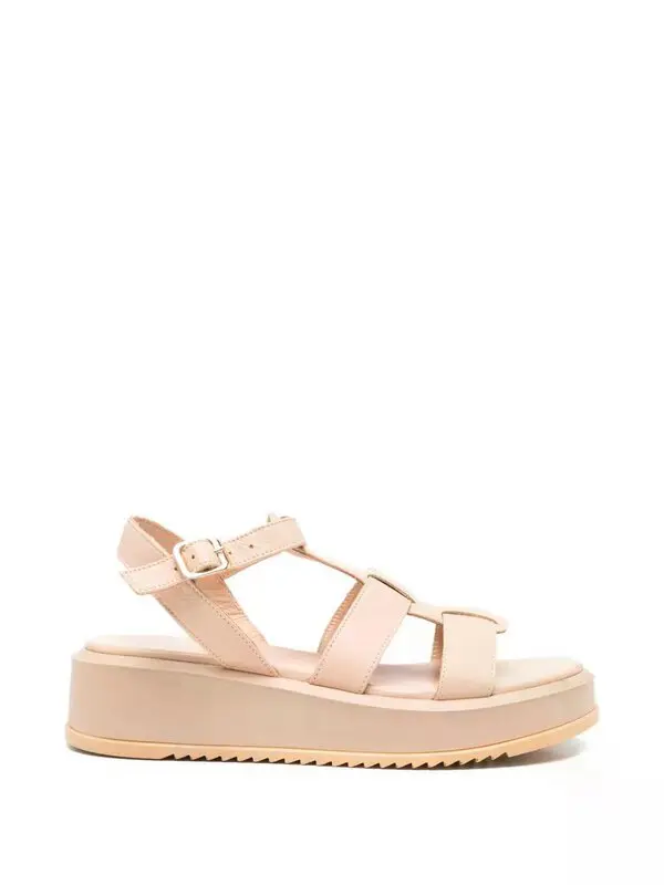 SERGIO MORETTI FIRENZE Light Beige Leather Cage Sandals - Neutrals