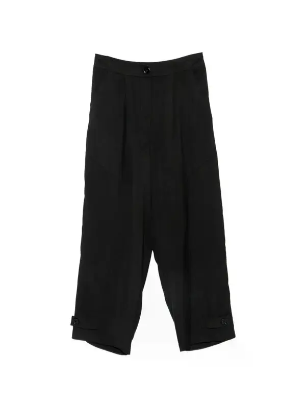 CARLA G. Twill Panelled Trousers With Button Cuffs - Black