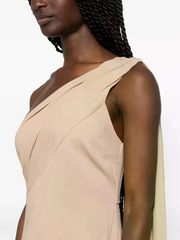 CARLA G. Beige Pleated Maxi Dress