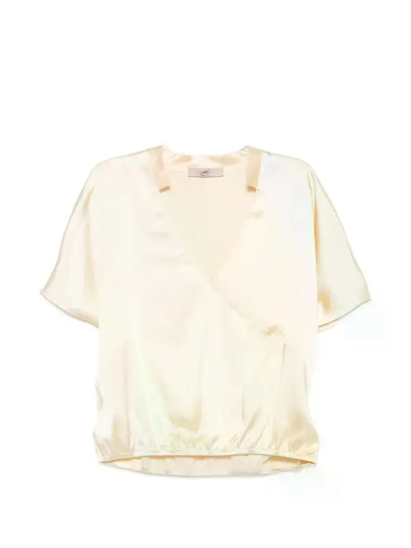 CARLA G. Satin Wrap Top