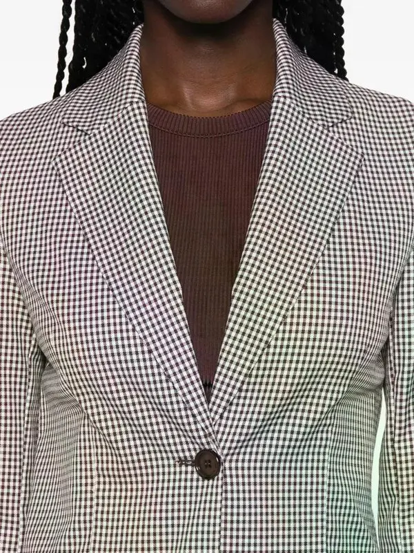 CARLA G. Gingham Check Notched Lapel Jacket