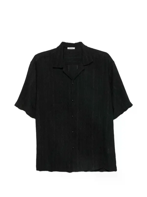 Imperial Pointelle-knit Camp-collar Shirt - Black