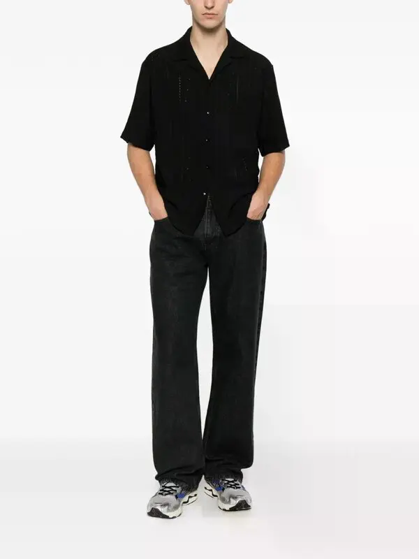 Imperial Pointelle-knit Camp-collar Shirt