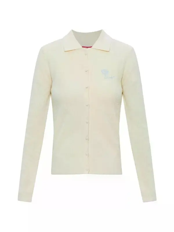 Kenzo Logo-embroidered Cotton Cardigan - Neutrals
