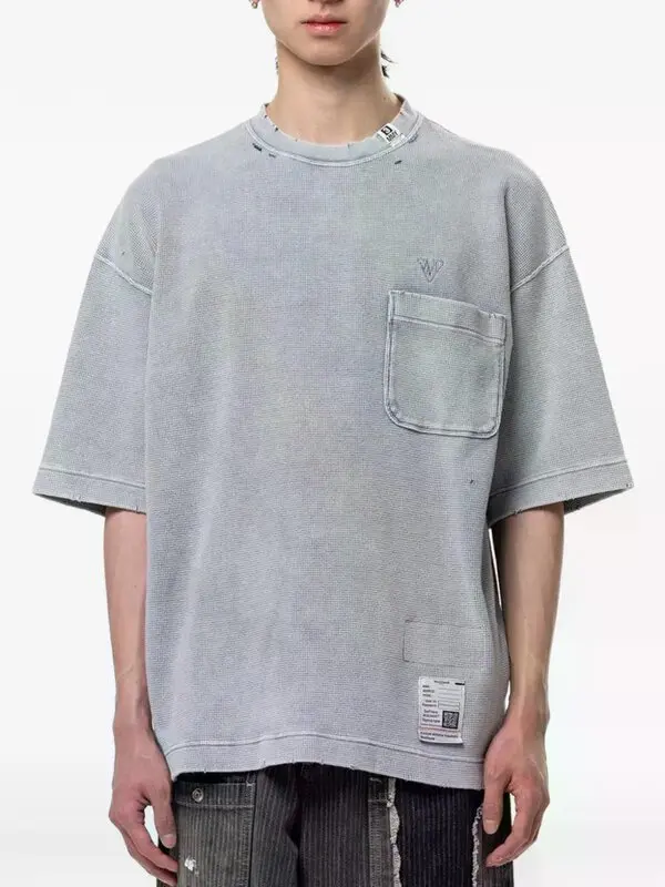 Mihara Yasuhiro Waffle-knit Chest-pocket T-shirt - Grey