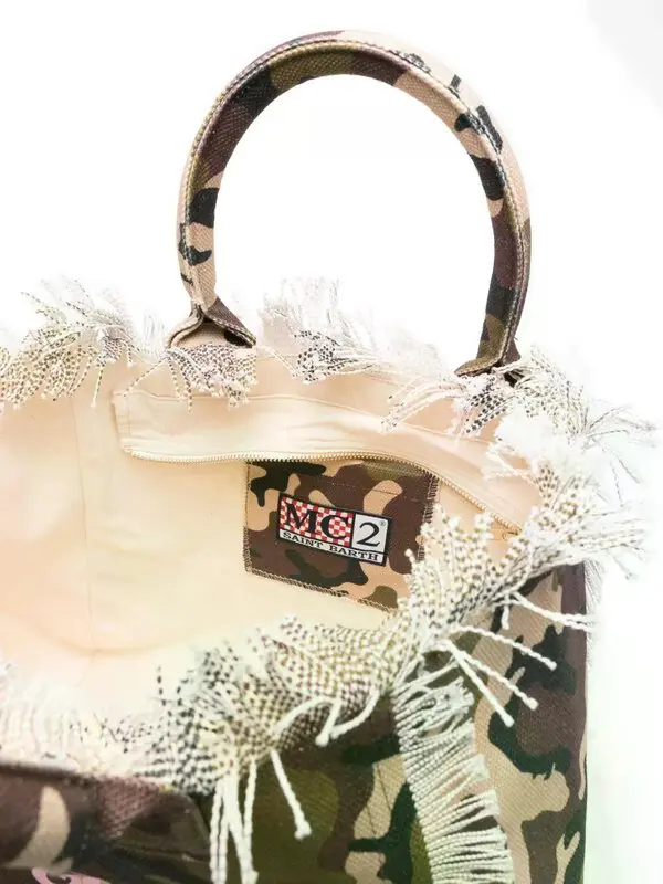 MC2 SAINT BARTH Camouflage Print Frayed Tote Bag