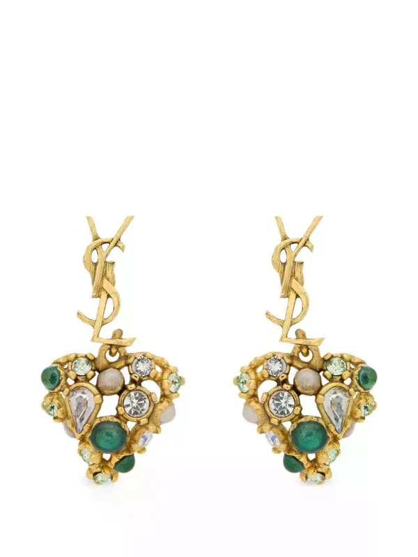 Saint Laurent Cassandre Heart Pendant Earrings - Gold