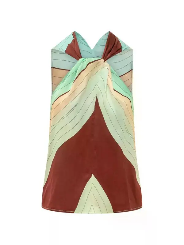 KOSE Beatrice Twist Detail Halter Neck Top - Brown