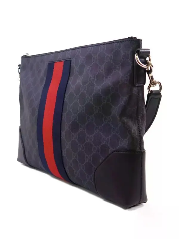 Gucci Gg Supreme Canvas Crossbody Bag With Web Stripe